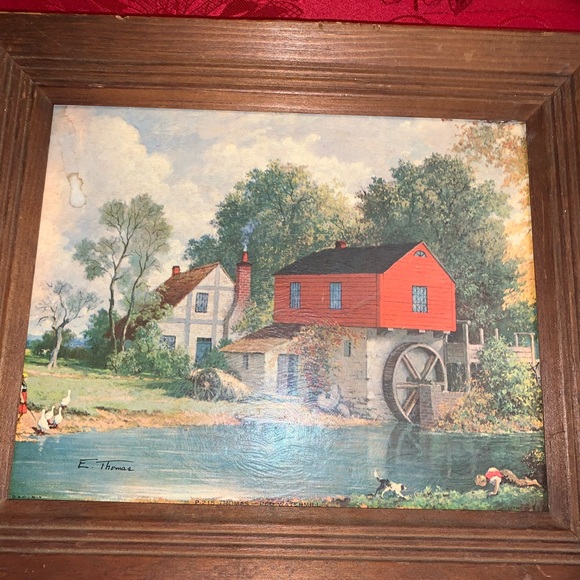 E. Thomas | Wall Decor | E Thomas Red Watermill Framed Printe Thomas ...